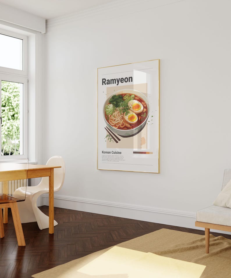 Korean Ramyeon Poster: Minimalist Ramen Art (digital Download) - Etsy