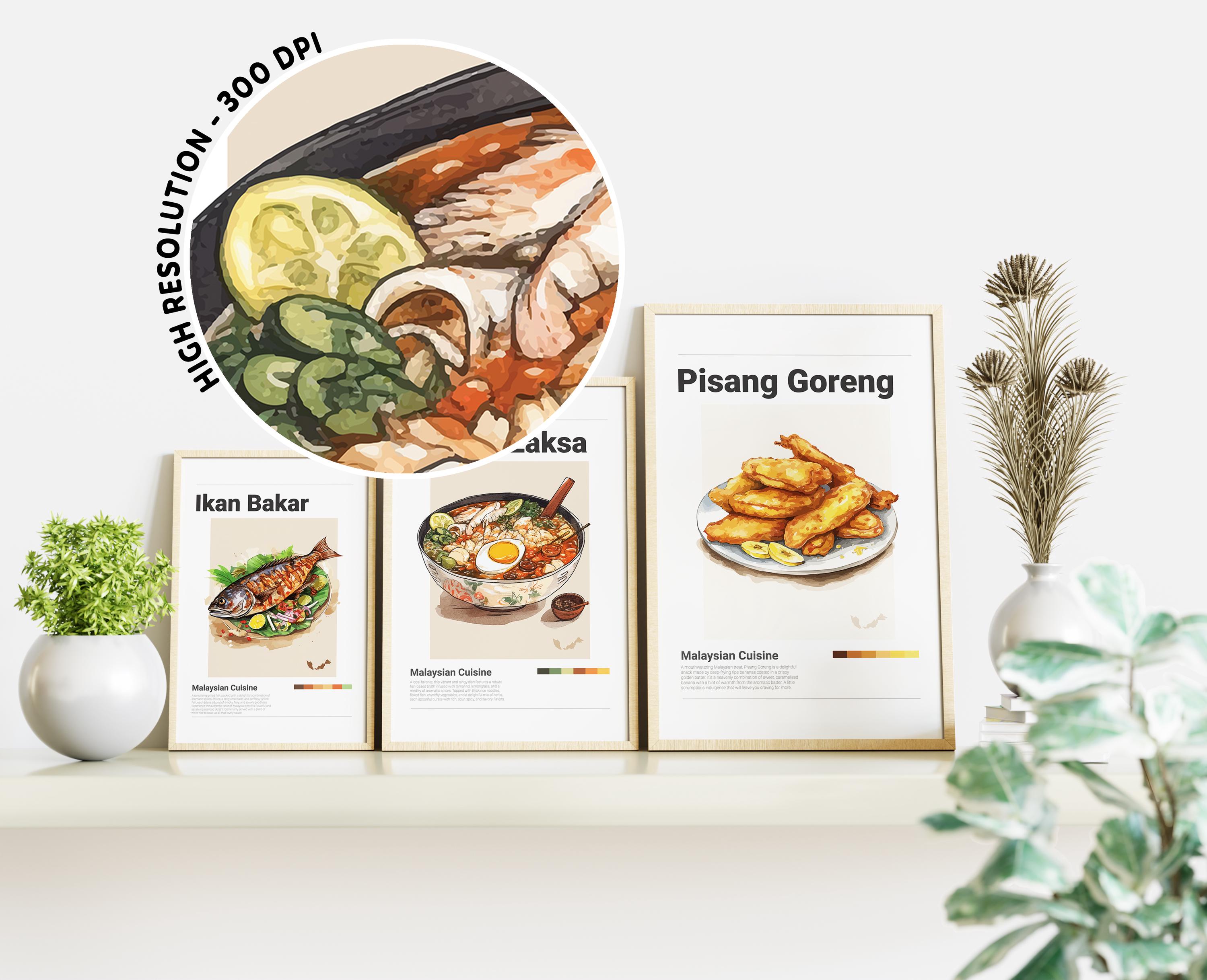 Minimalist Malaysian Food Poster Bundle | Wall Art Decor | Digital ...