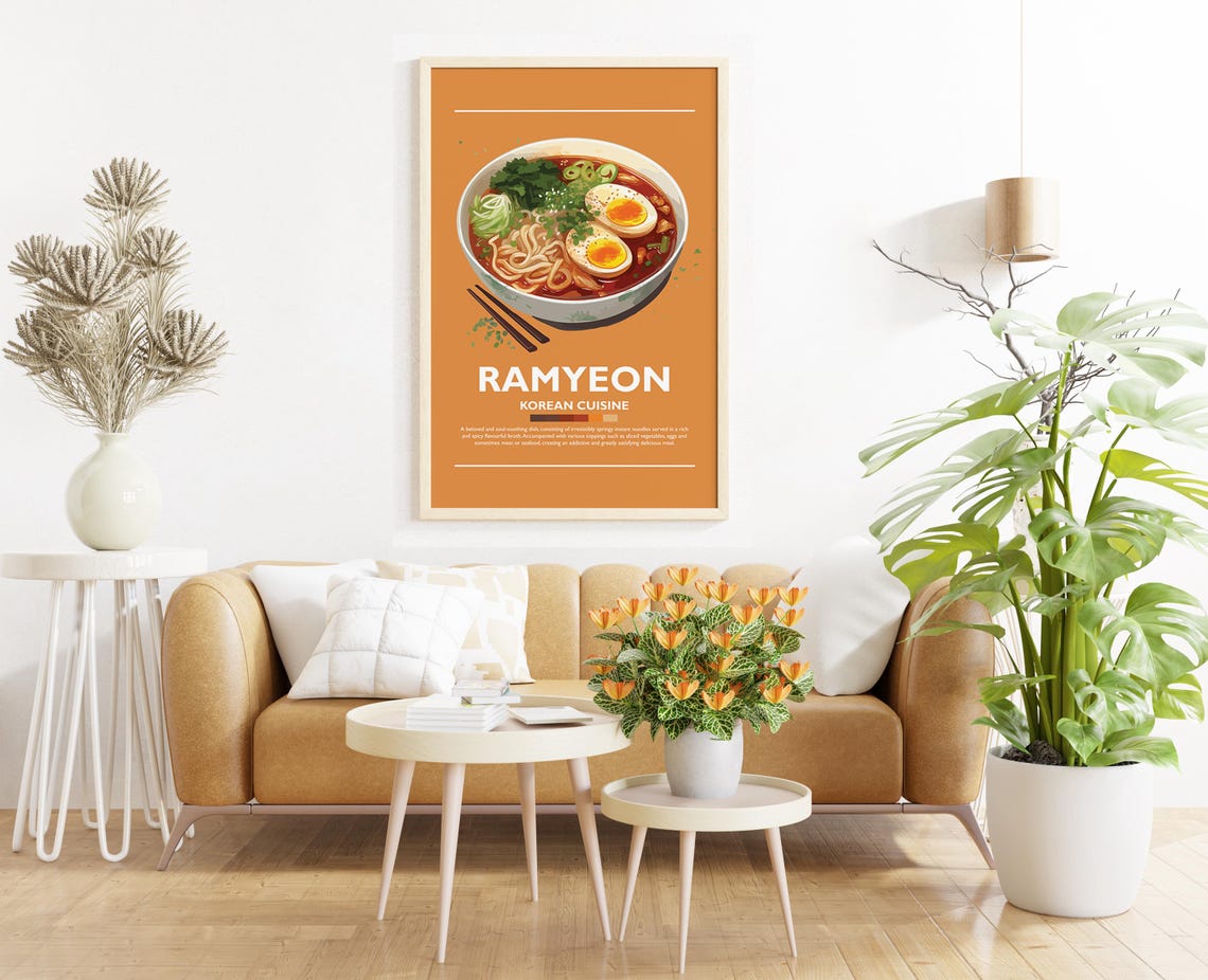 Korean Ramyeon Poster: Minimalist Ramen Art Print (digital Download) - Etsy