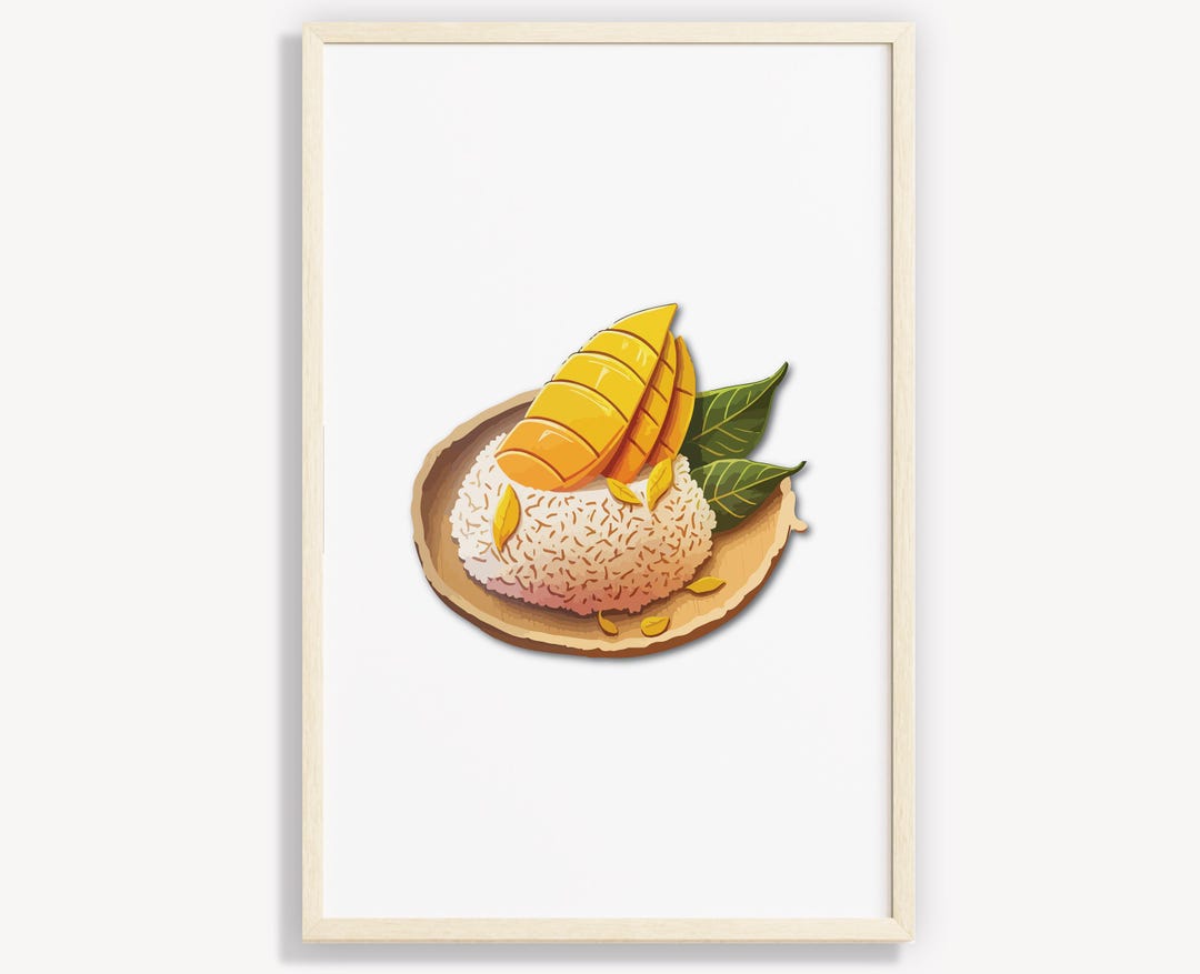 Thai Mango Sticky Rice Poster: Minimalist Art Print (digital Download ...