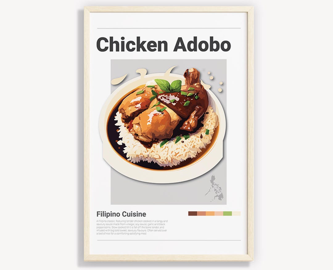 CHICKEN ADOBO POSTER Minimalist Philippines Food Wall Art Decor Digital ...