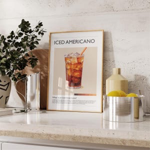 Iced Americano Poster: Minimalist Coffee Art Print (digital Download ...