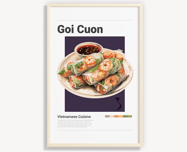 Goi Cuon Print: Minimalist Vietnamese Spring Rolls Art (digital ...