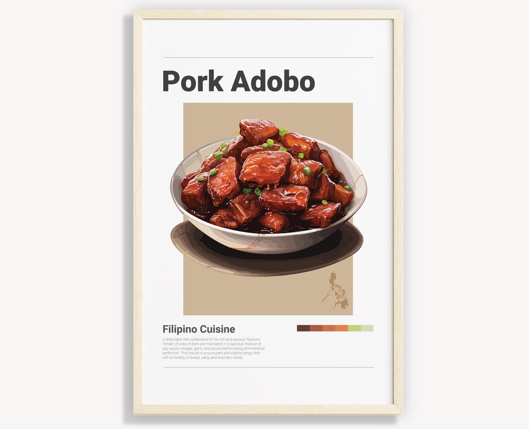 PORK ADOBO POSTER | Minimalist Philippines Food Wall Art Decor ...