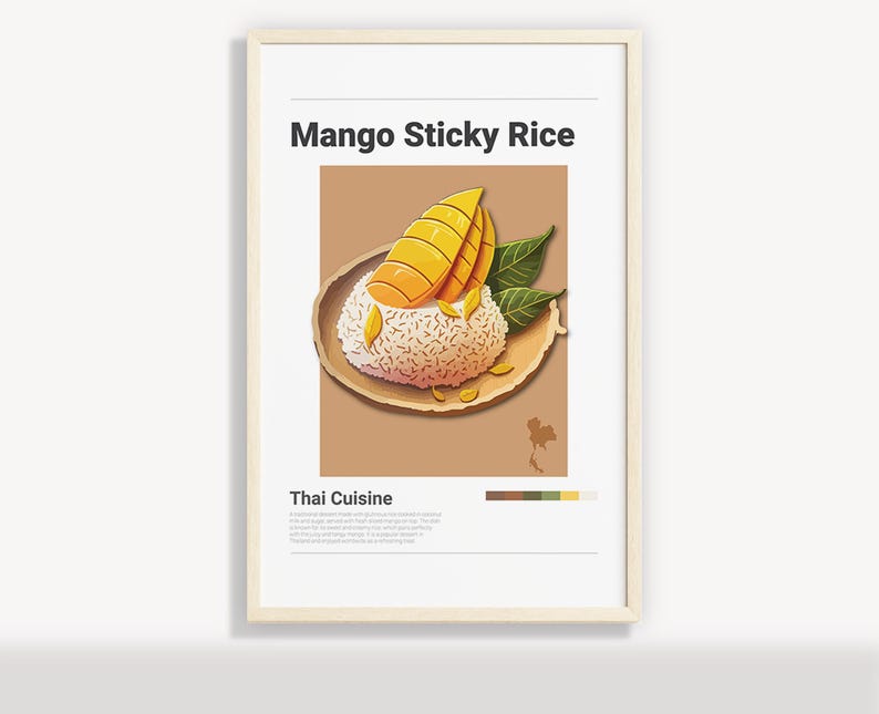 Thai Mango Sticky Rice Poster: Minimalist Food Art (digital Download ...