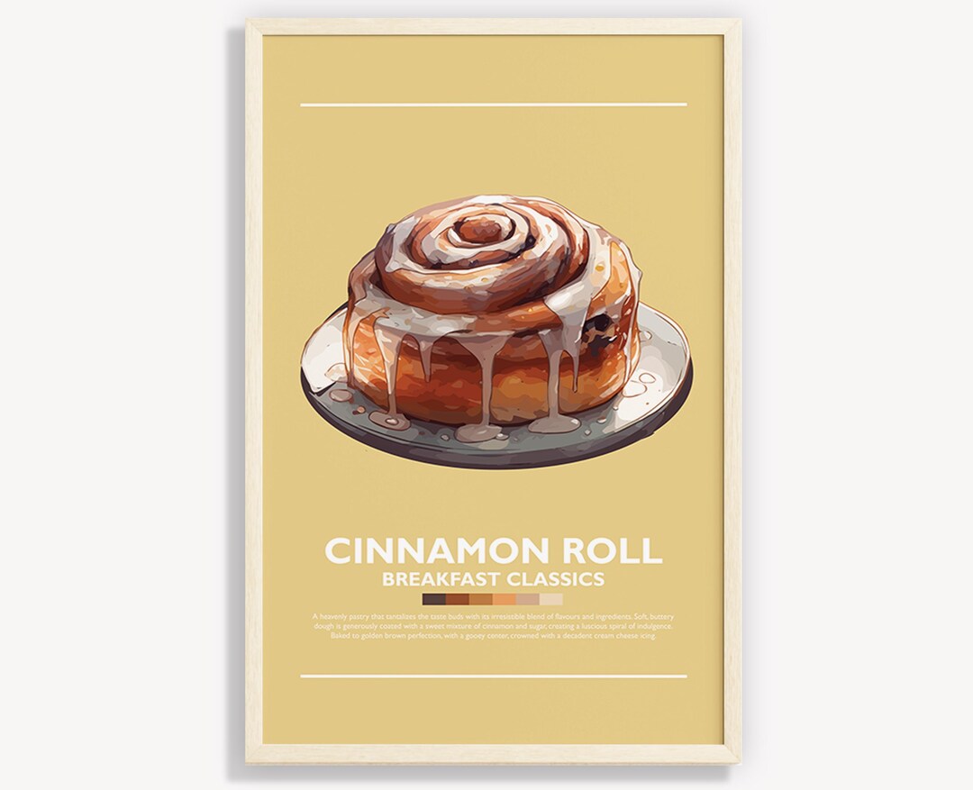CINNAMON ROLL POSTER | Breakfast Poster | Minimalist Wall Art Decor ...