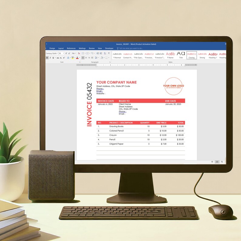 Invoice Template - Modern and Minimalist Invoice - Professional and ...