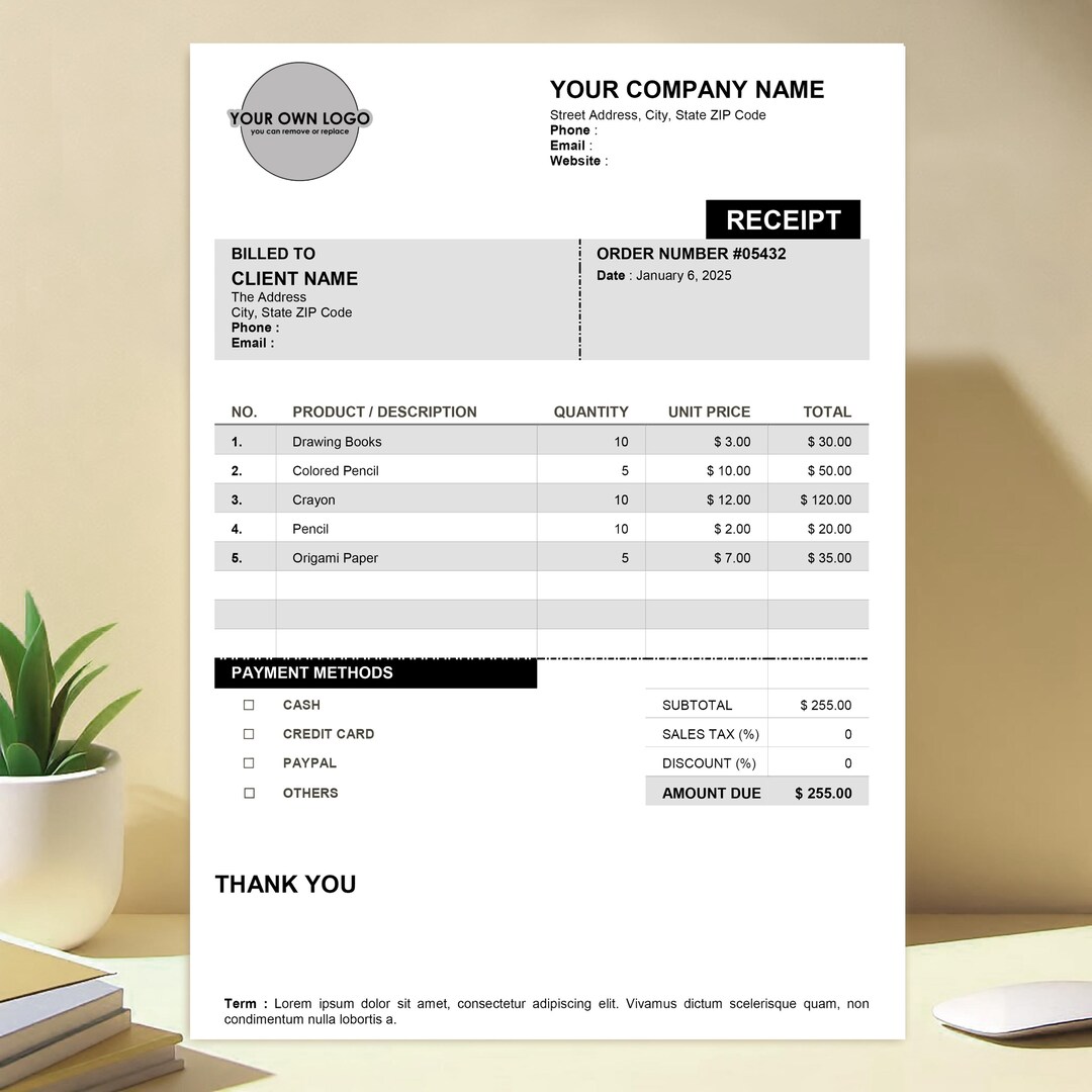 New Receipt Template - Modern and Minimalist Receipt - Professional and ...
