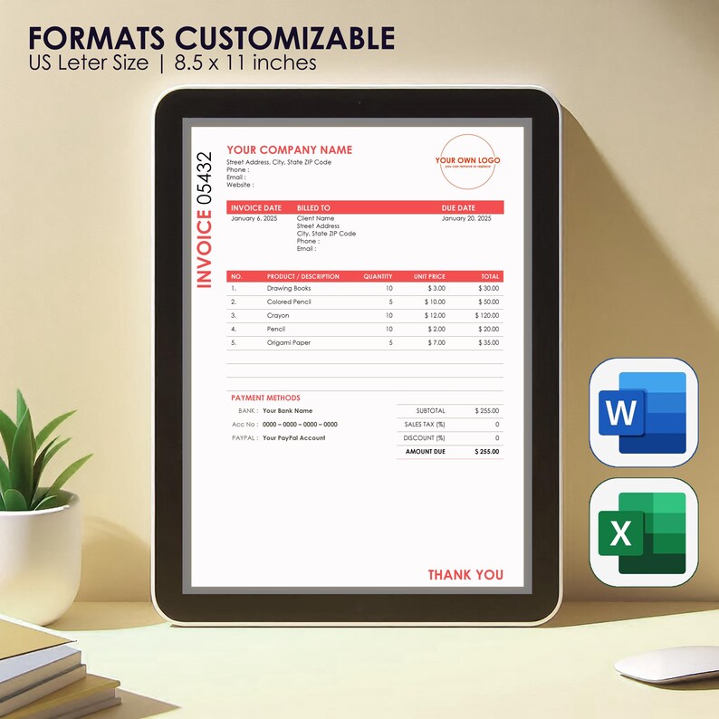 Invoice Template - Modern and Minimalist Invoice - Professional and ...