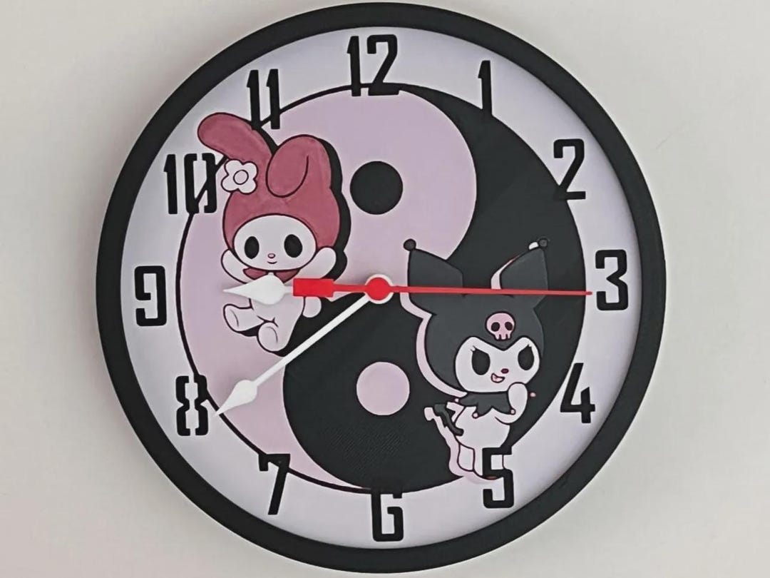 My Melody & Kuromi Clock – 3D Printed Wall Clock, Yin-yang Design ...