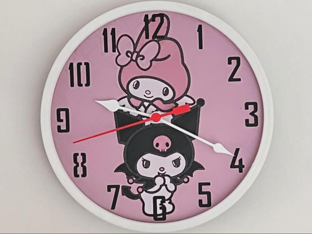 My Melody & Kuromi Clock – 3D Printed Wall Clock, Silent, 17cm or 25cm ...