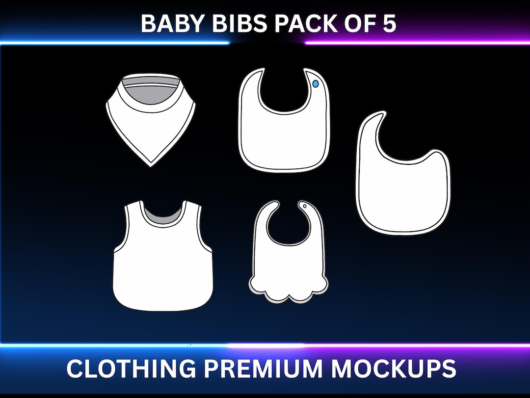 Baby Bib Vector Mockup Infant Bib Tech Drawing Tech Pack Template ...