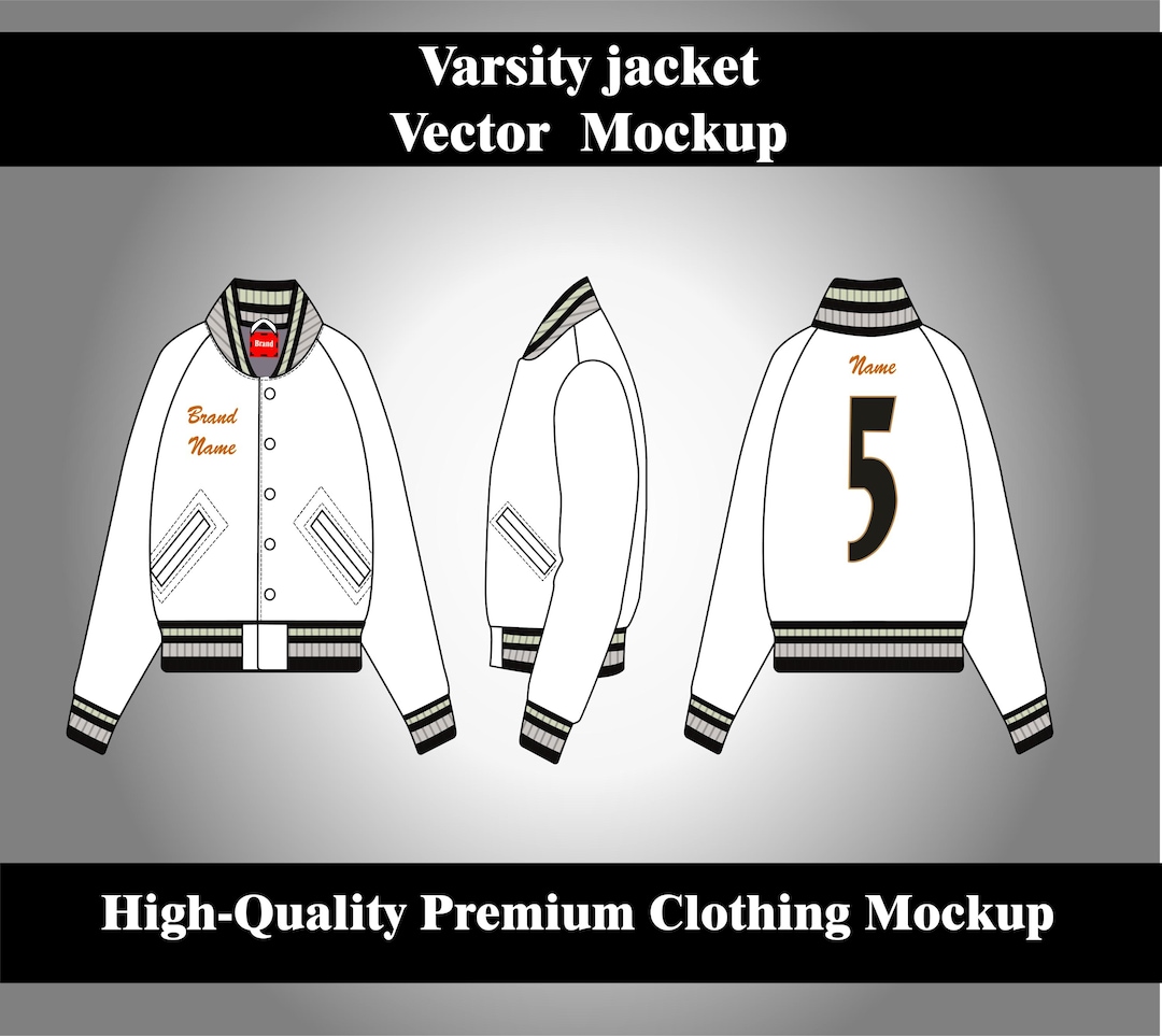 Streetwear Varsity Jacket Canva Template and Vector Mockup | Editable ...