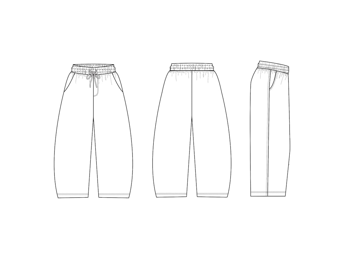 Streetwear Sweatpants Mockup Vector Pants Mockup Streetwear Tech Pack ...