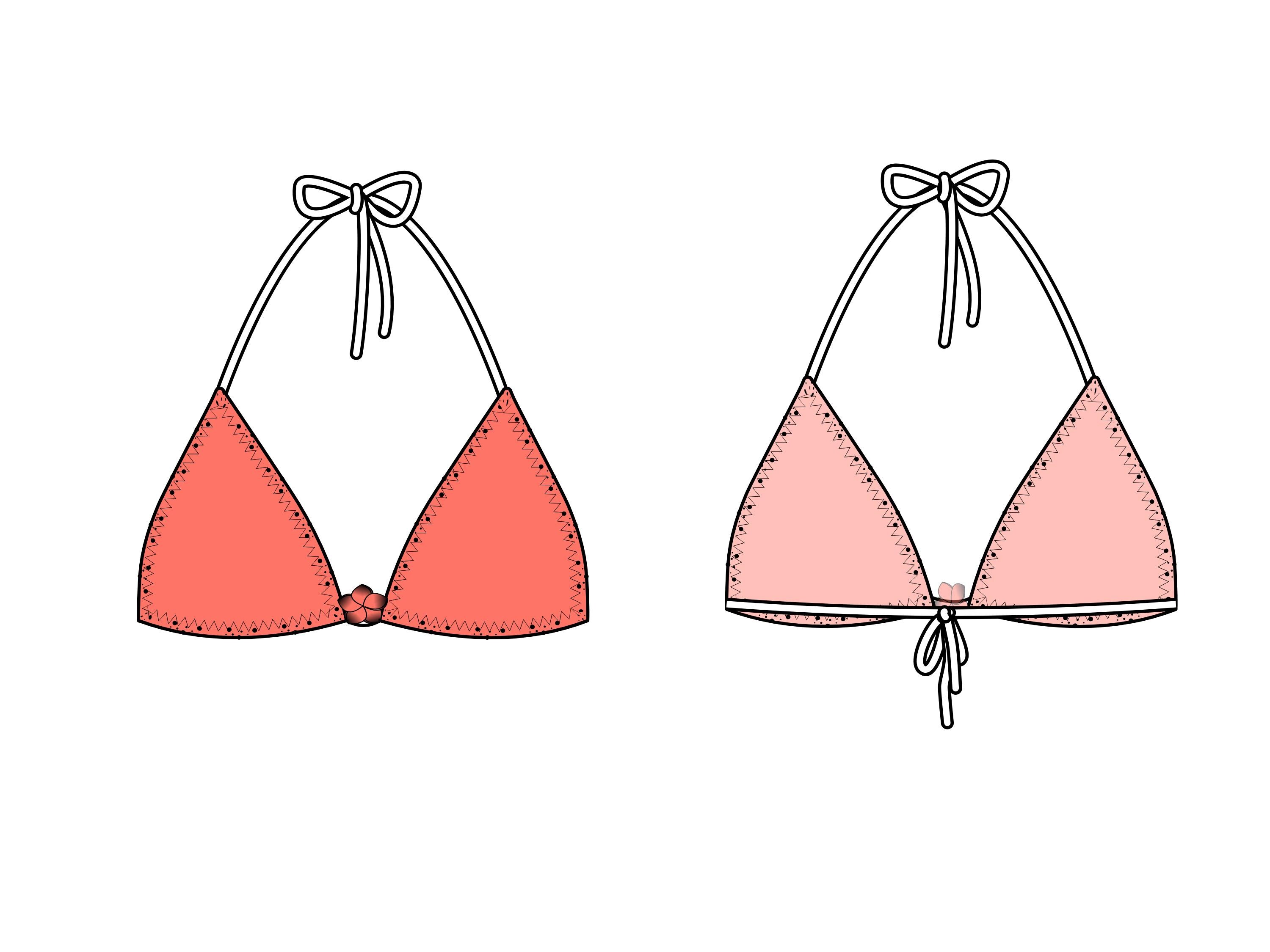 Triangle Bikini Drawing Bikini Fashion Flat Fashion Design Template ...