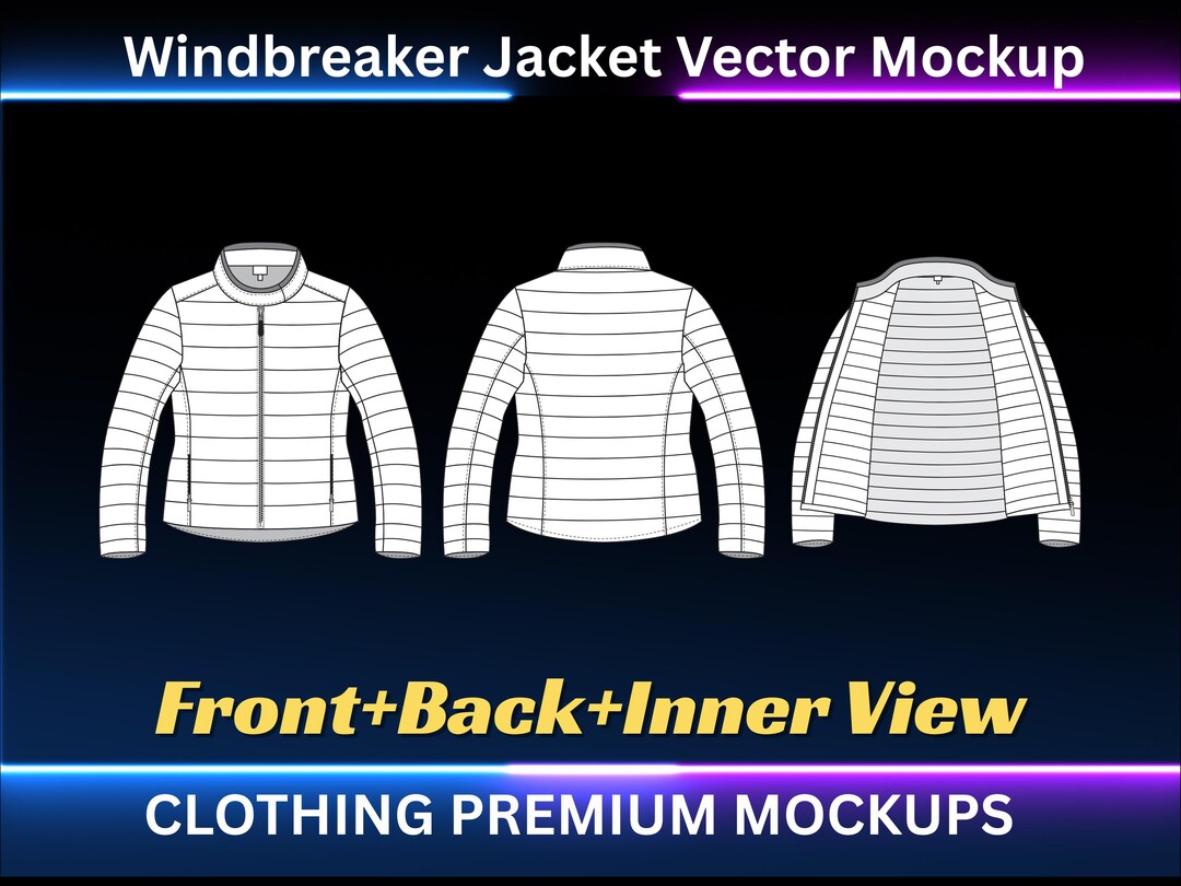 Windbreaker Jacket Vector Mockup: Editable Outerwear Template(ai,png ...