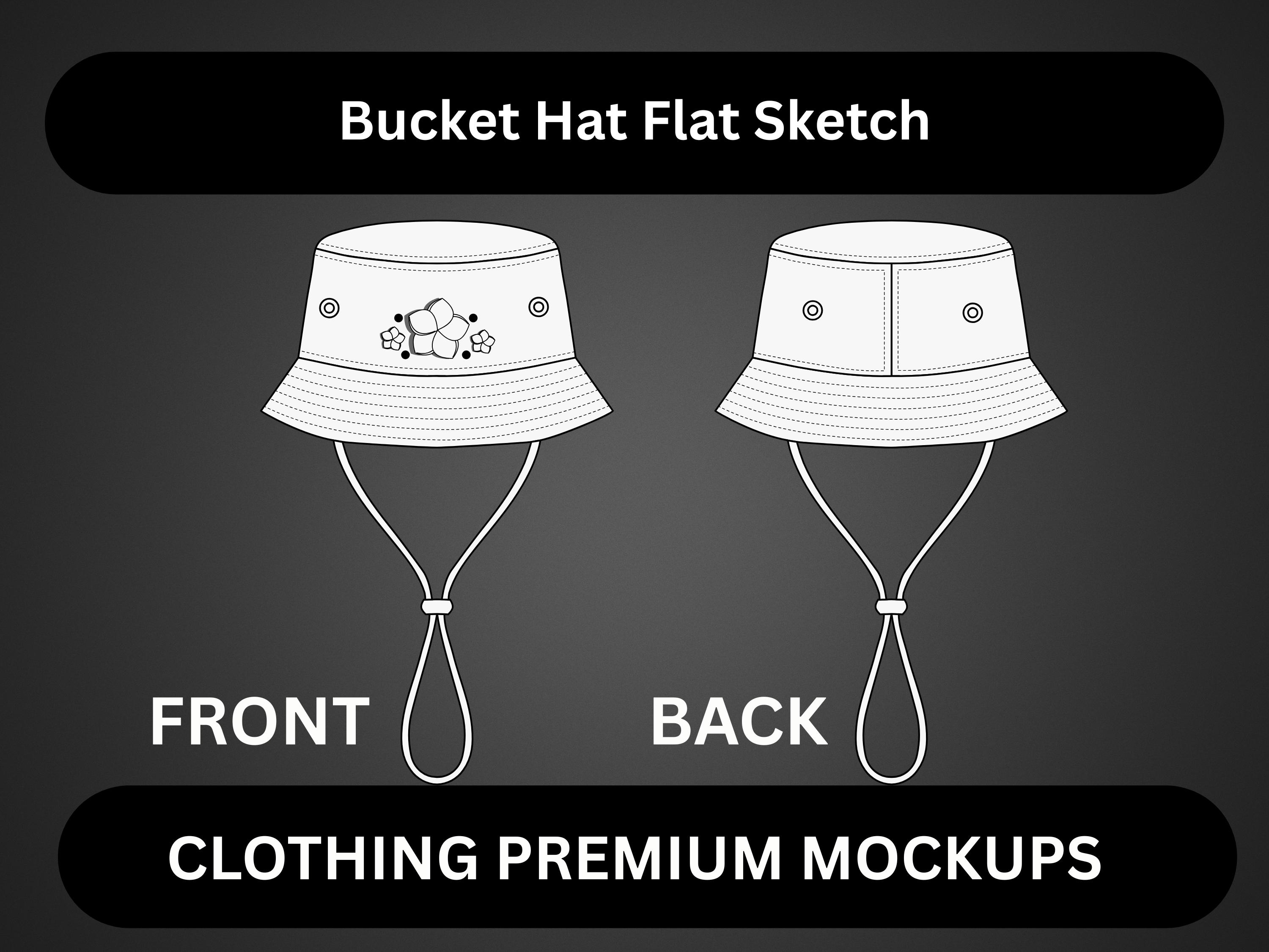 Bucket Hat Vector Mockup Bucket Hat Tech Pack Streetwear Hat Mockup ...