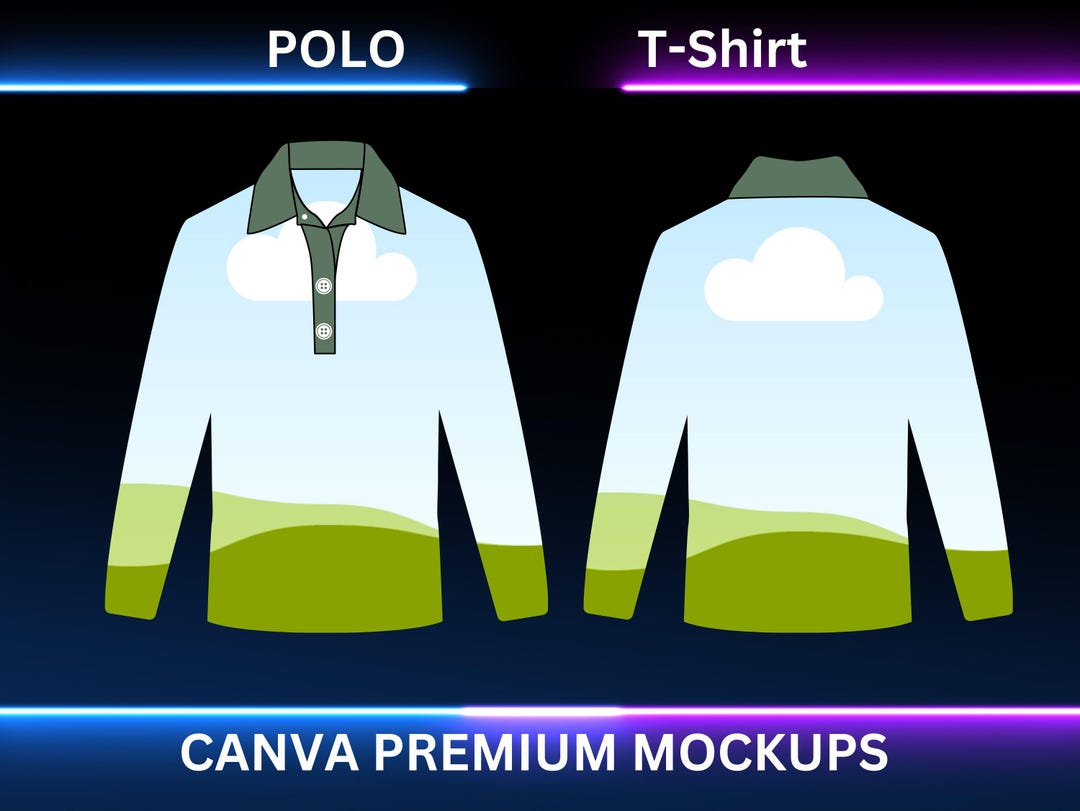 Canva Polo T-shirt |AOP Drag-and-drop Clothing Frame Templates for Etsy ...