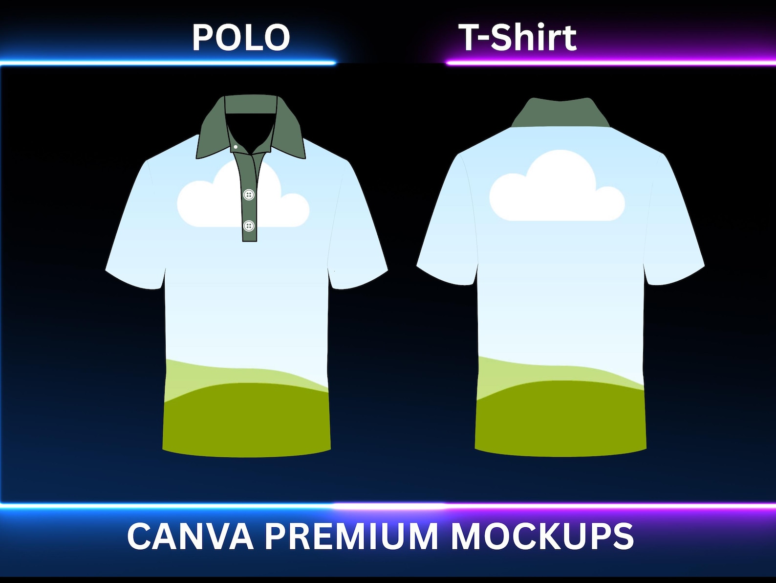 Canva Polo T-shirt |AOP Drag-and-drop Clothing Frame Templates for Etsy ...