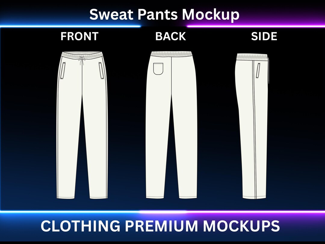 Streetwear Sweatpants Mockup Vector Pants Mockup Streetwear Tech Pack ...