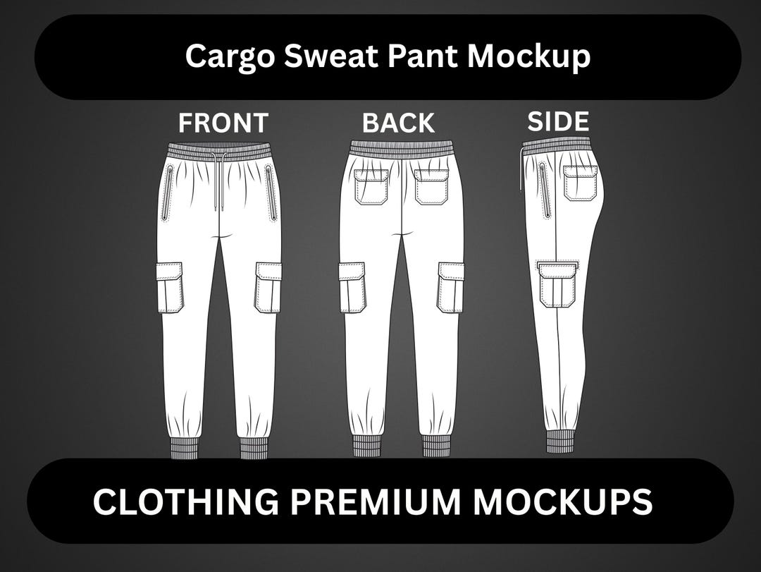 Streetwear Cargo Pants Mock up Vector Template Adobe Illustrator, PNG ...