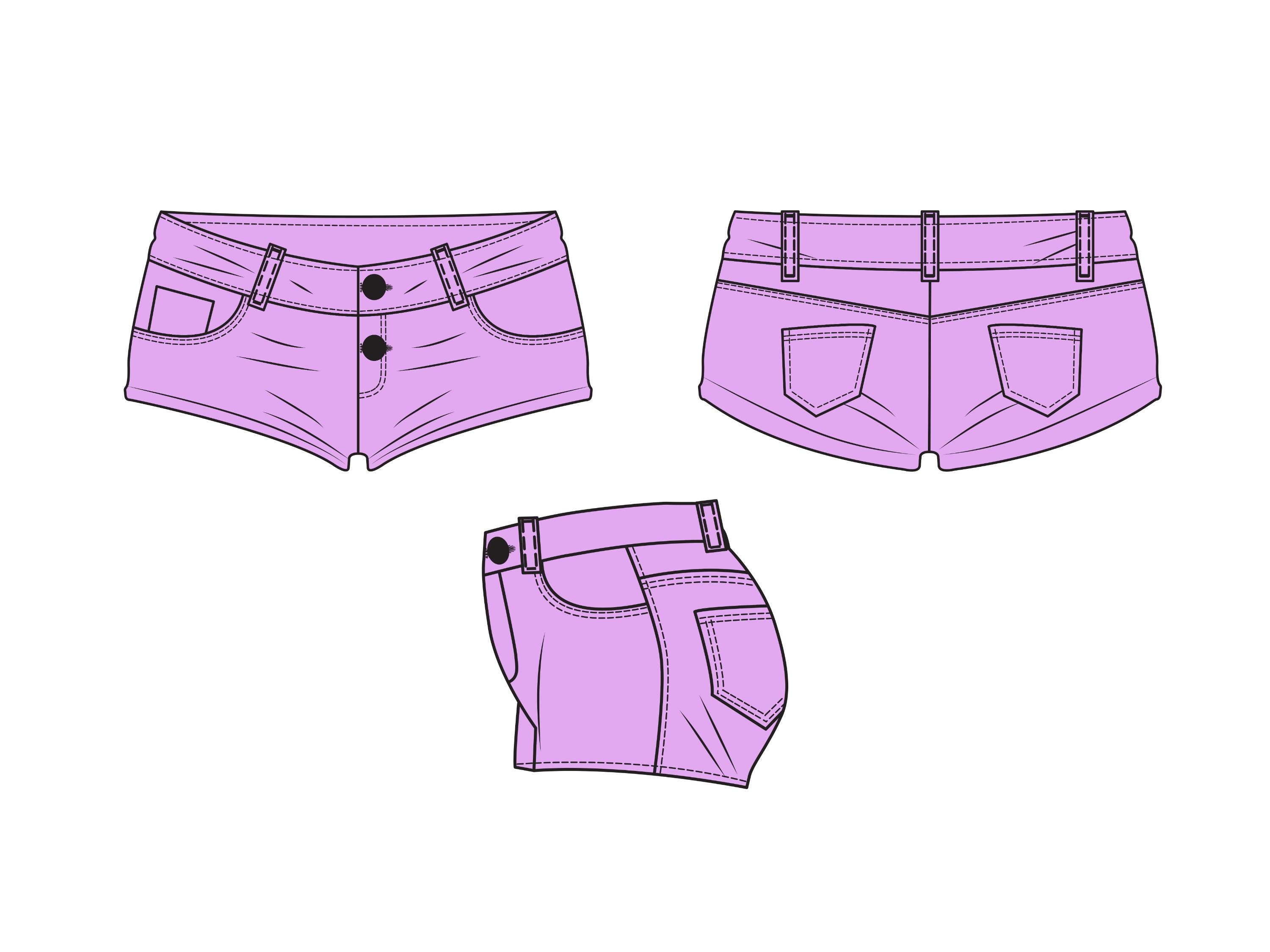 Baggy Streetwear Jean Shorts Mini Fit Jorts Vector Template Mock-up ...