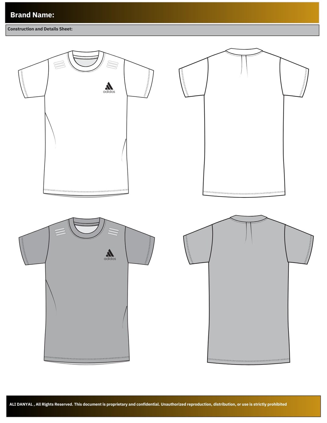 T-shirt Tech Pack Template | CAD Vector Mockup | Fashion Design Spec ...