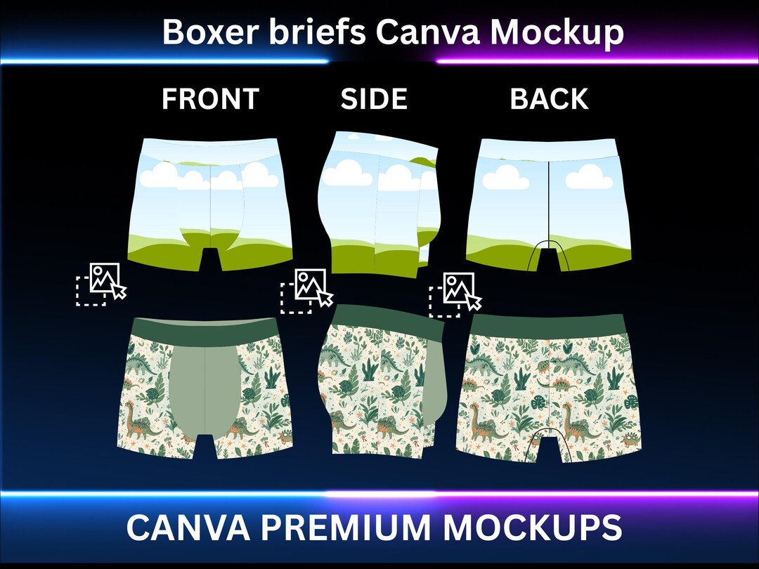 Underwear Boxer Briefs Vector Template Mock-up Adobe Illustrator, PNG ...