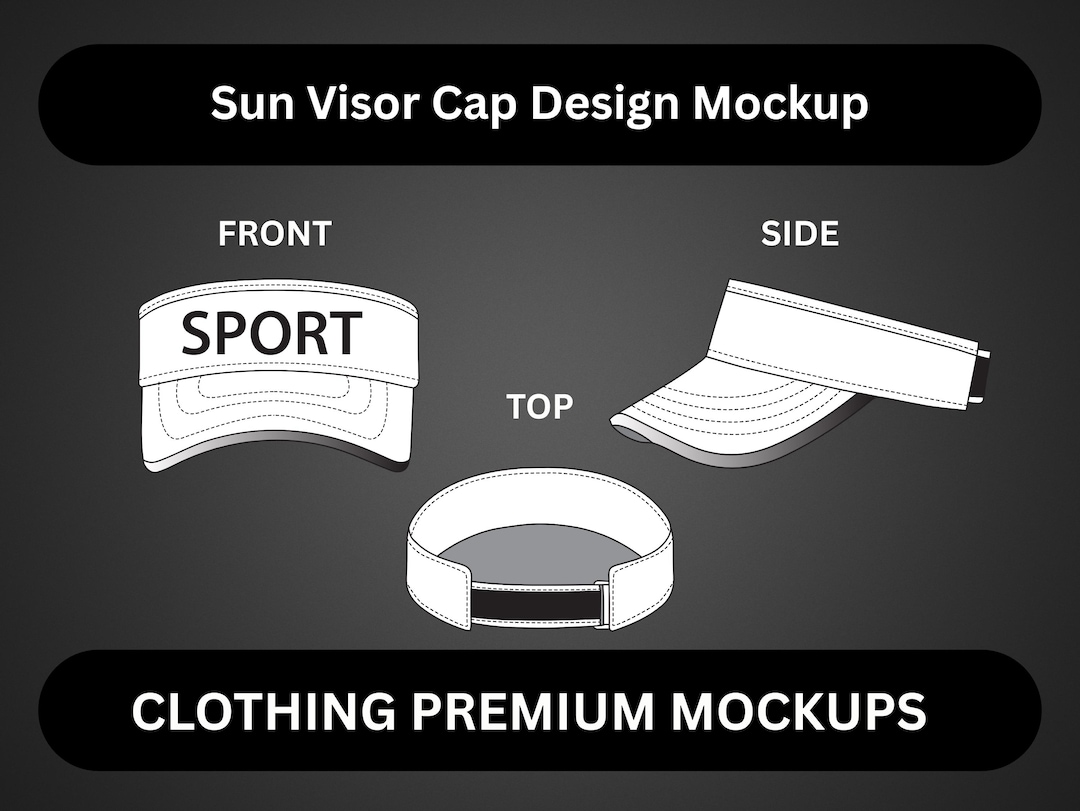 Sun Visor Cap Design, Flat Sketches, Technical Drawings, Vector ...