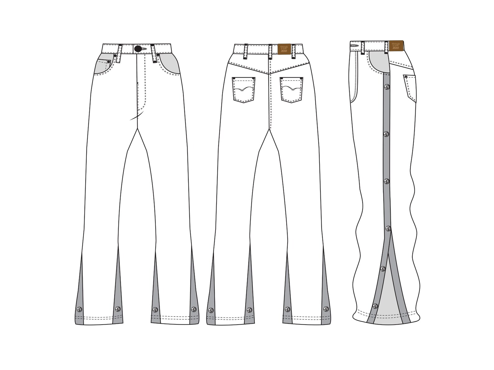 Streetwear Flared Jeans Mockup Vector Adobe Illustrator, Procreate, PNG ...