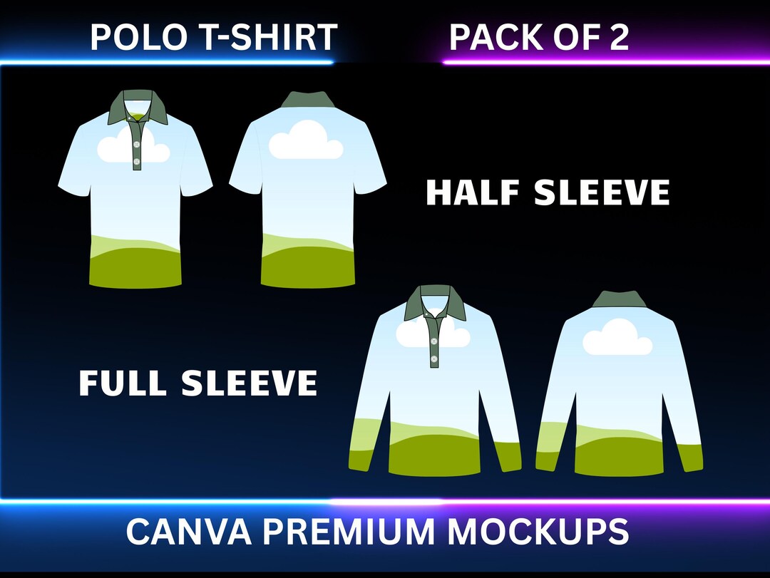 Canva Polo T-shirt |AOP Drag-and-drop Clothing Frame Templates for Etsy ...