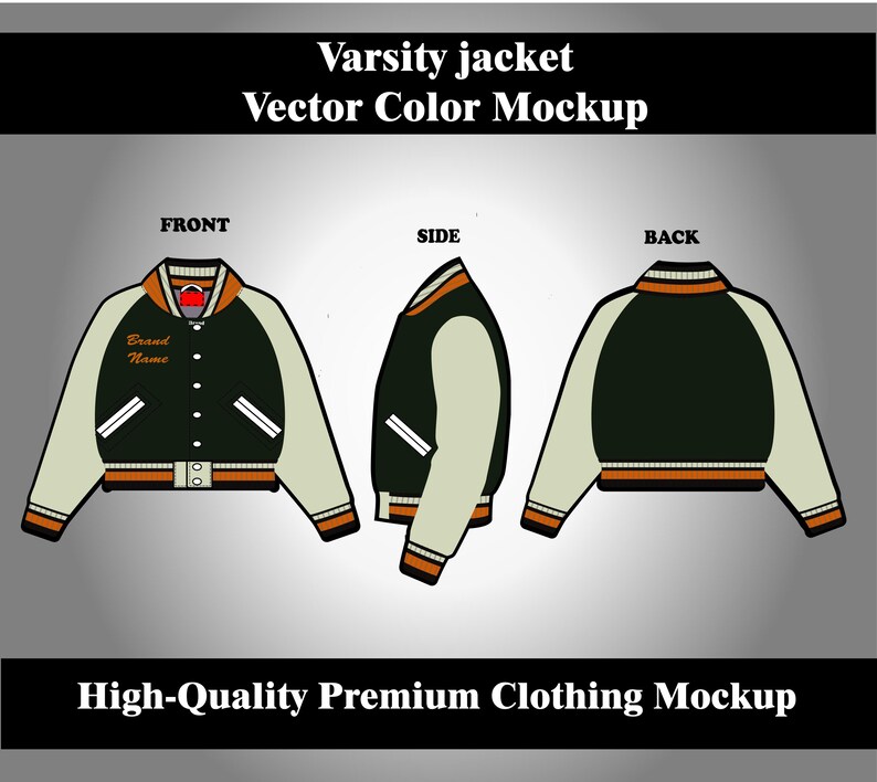 Streetwear Varsity Jacket Canva Template and Vector Mockup | Editable ...