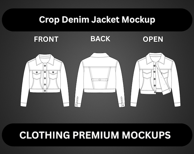 Oversize Denim Jacket Vector Mockup - Illustrator Template Denim Vector ...