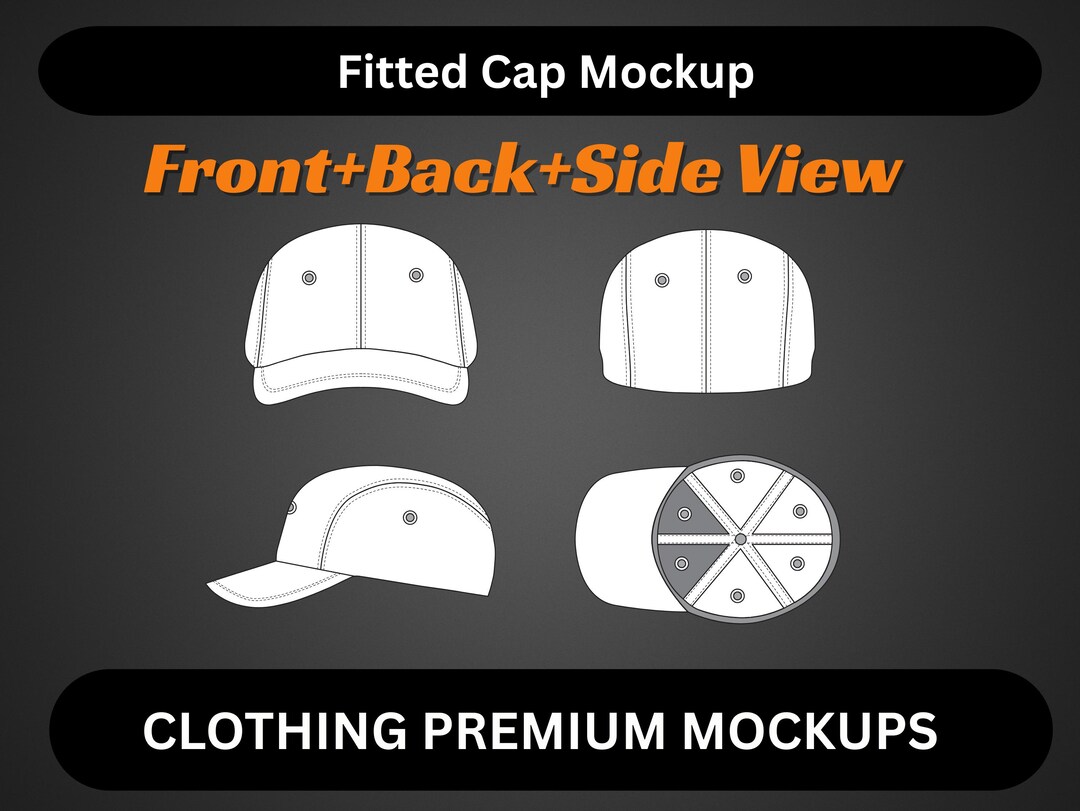Streetwear Cap Streetwear Vector Cap Tech Pack Fitted Hat Mockup Vector ...