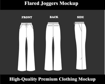 Streetwear Flared Joggers Wide Leg Fit Sweats Mock-up Vector Adobe ...