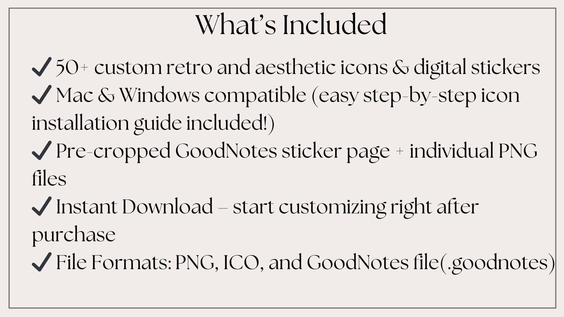 Vintage Aesthetic Desktop Icons | PNG, Goodnotes Stickers (digital ...