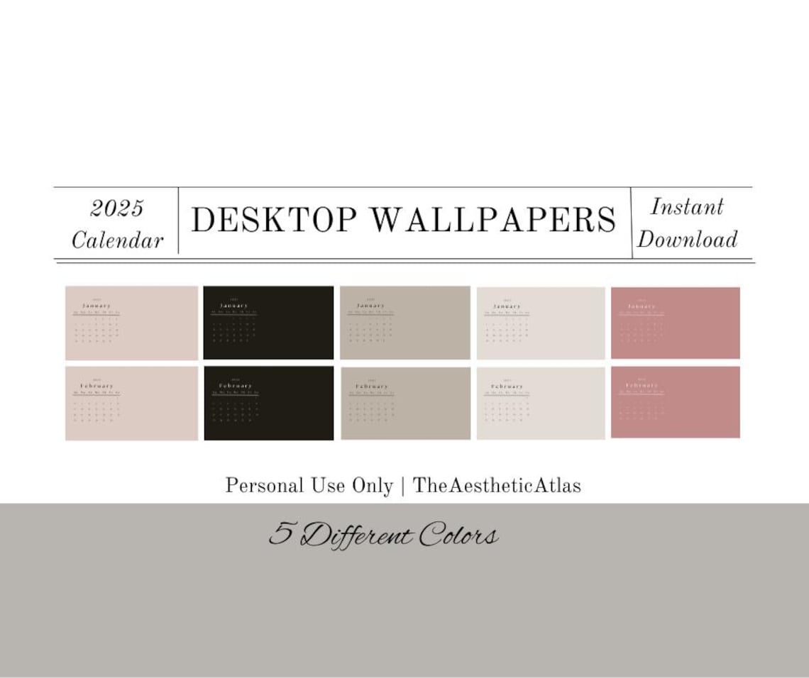2025 Aesthetic Desktop Wallpapers | Minimalist Digital Calendar ...