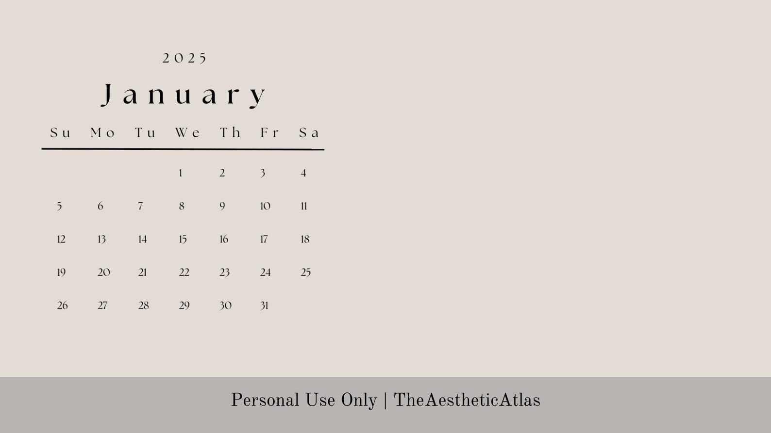 2025 Aesthetic Desktop Wallpapers | Minimalist Digital Calendar ...