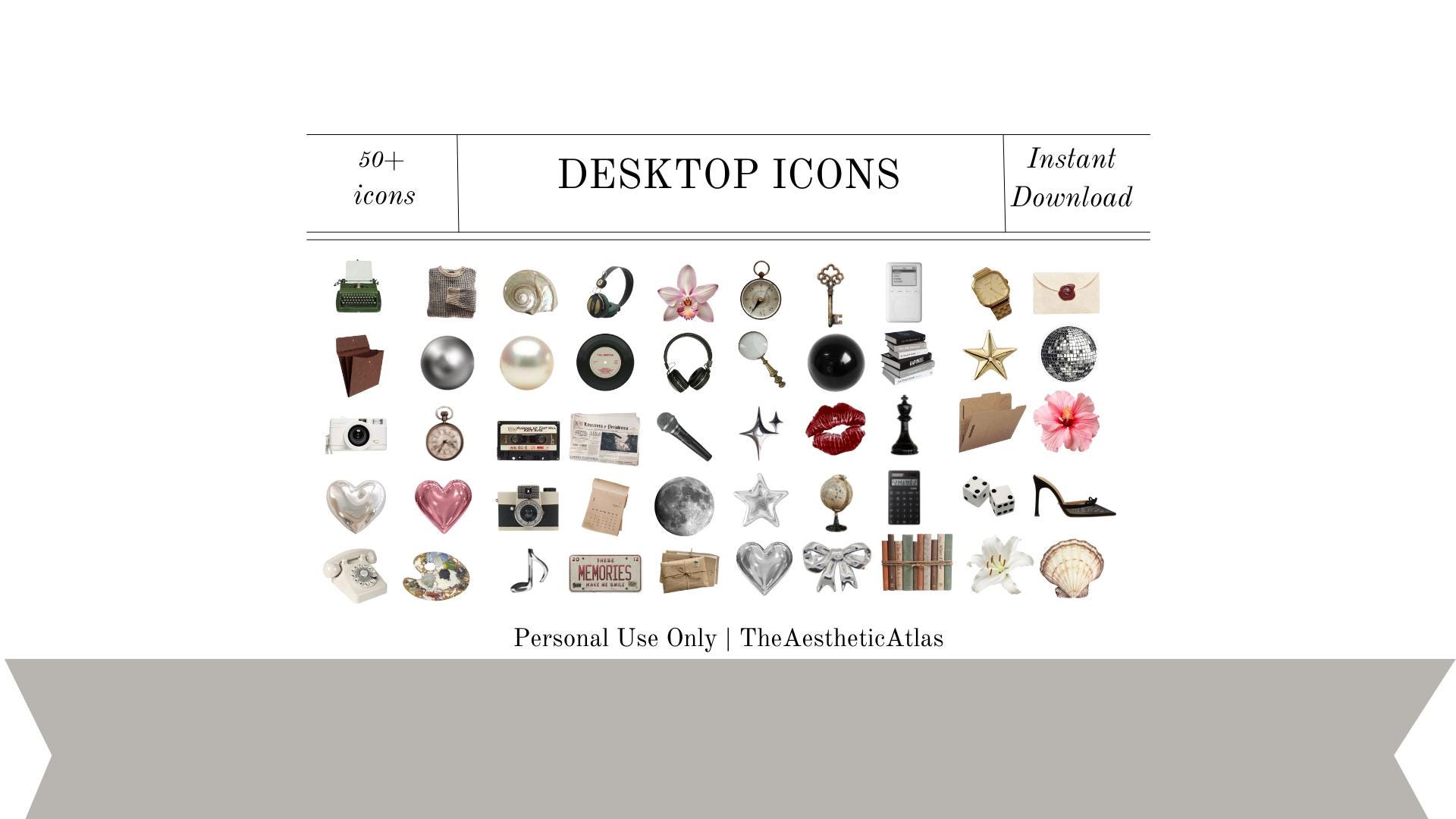 Vintage Aesthetic Desktop Icons | Retro Folder Icons for Mac & Windows ...