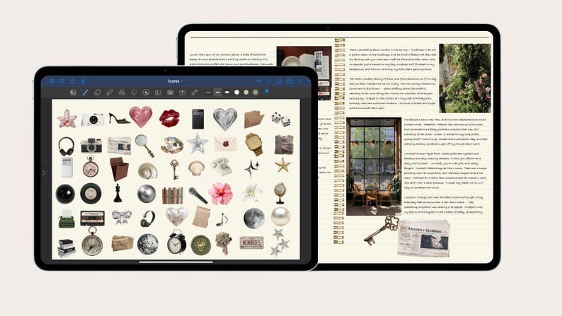 Vintage Aesthetic Desktop Icons | PNG, Goodnotes Stickers (digital ...