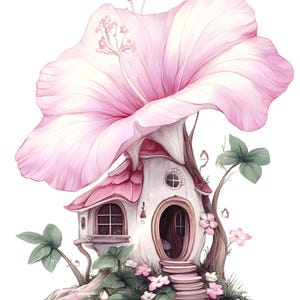 12 Whimsical Watercolour Flower House Art Print – Fairy Cottage Wall ...