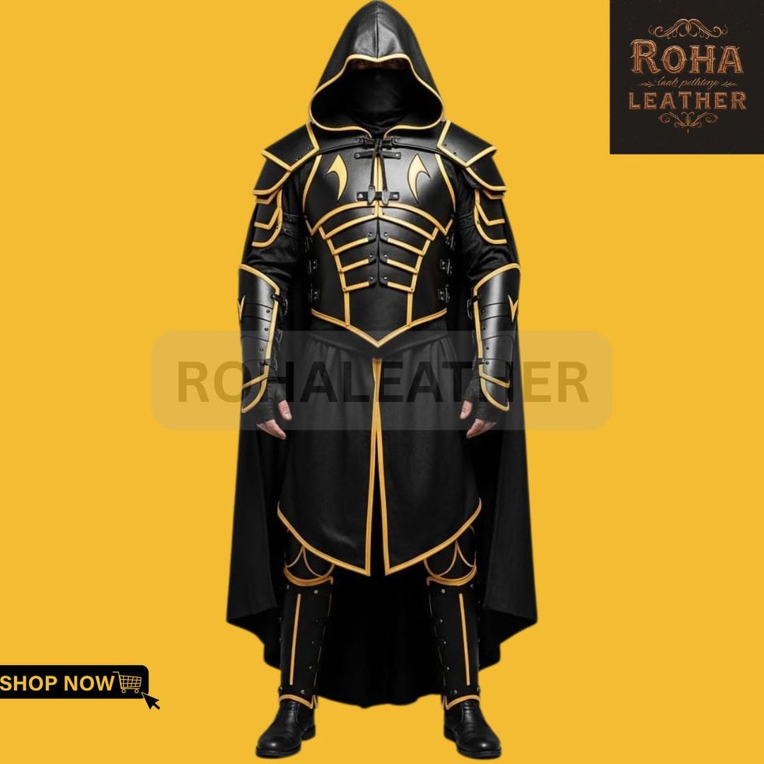 Handmade Gladiator Armor – Full Body Leather Cosplay Set - Black & Gold ...