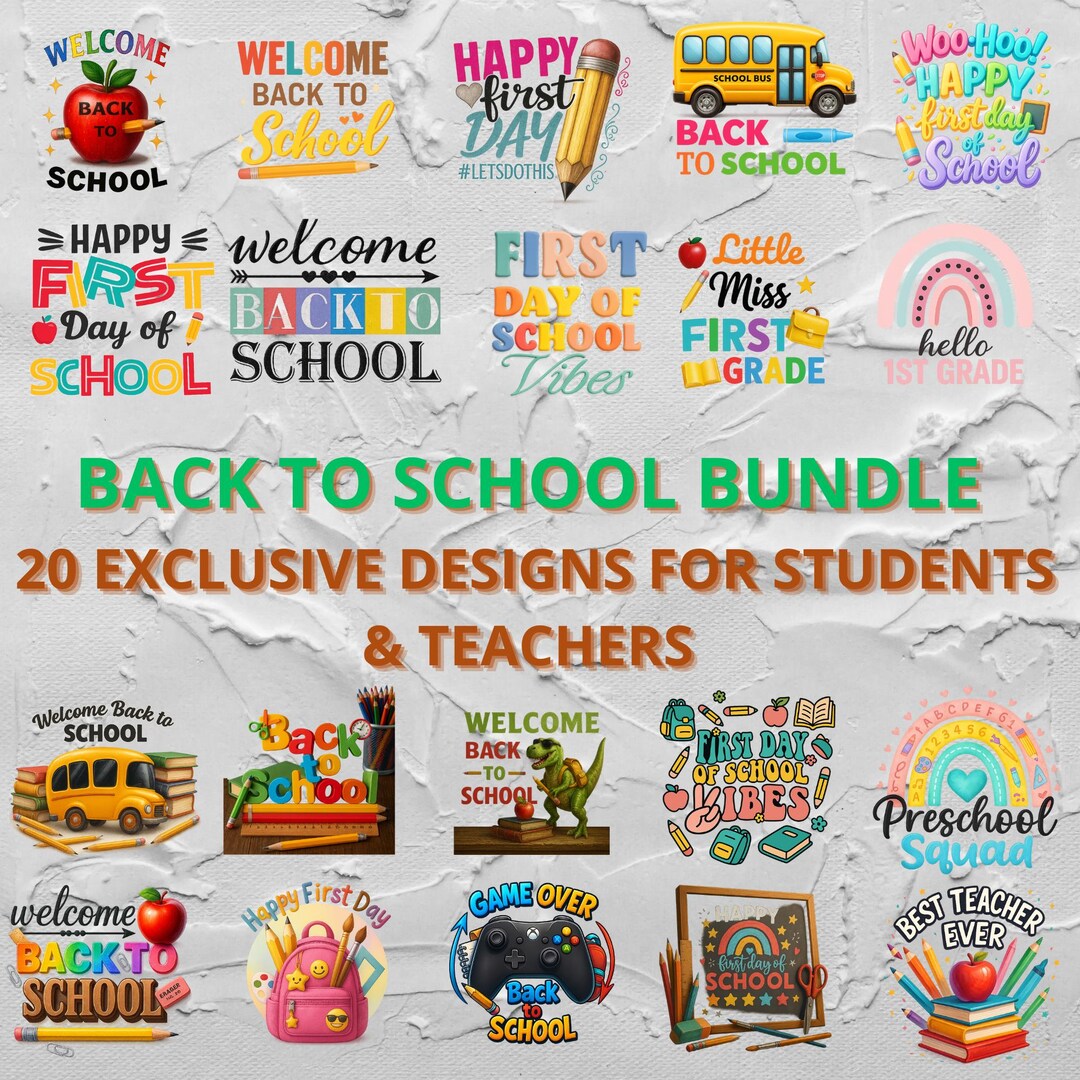 Back to School PNG Bundle | Teacher & Student Clipart (20 Designs) - Etsy