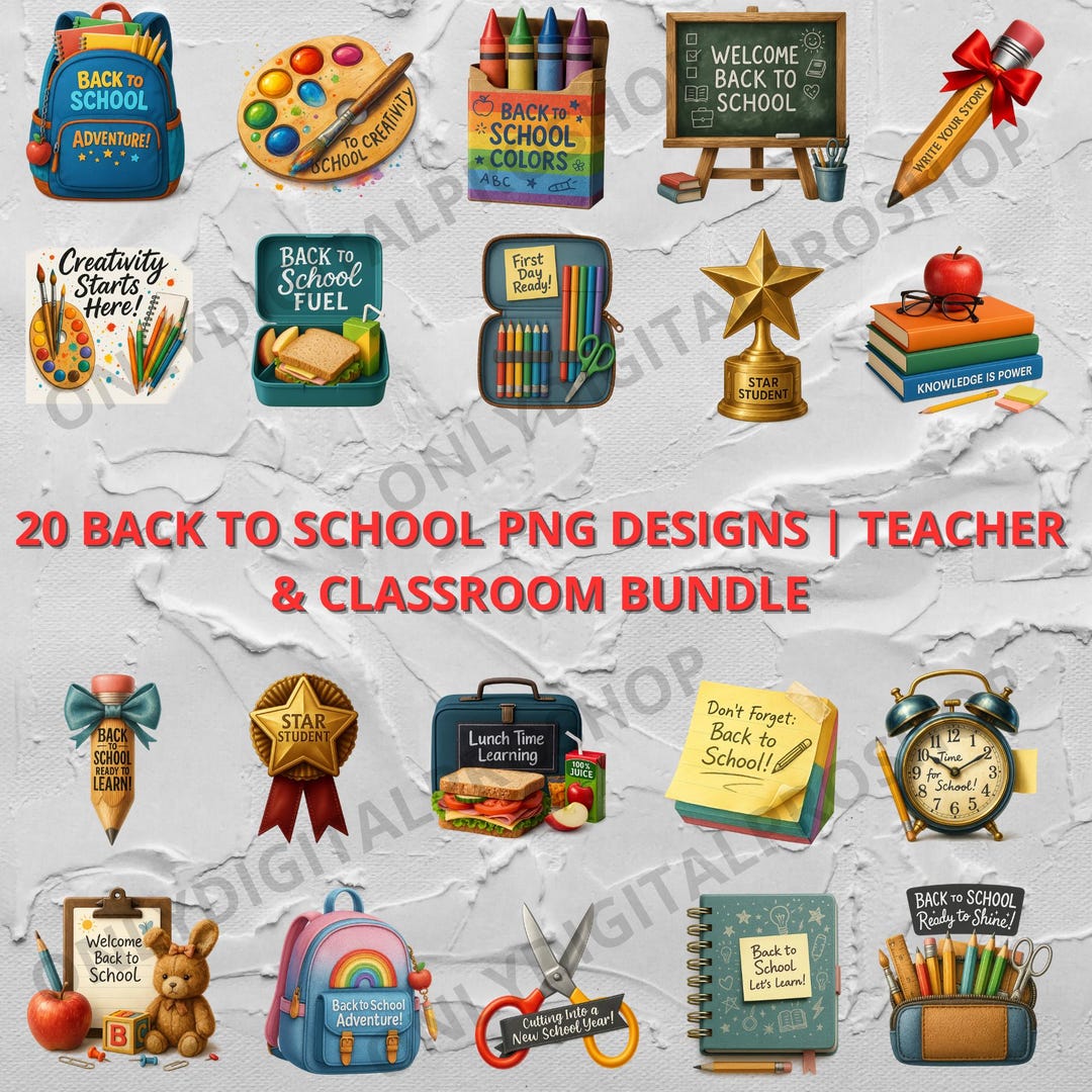 Back to School Clipart: Teacher & Student PNG Bundle - Etsy