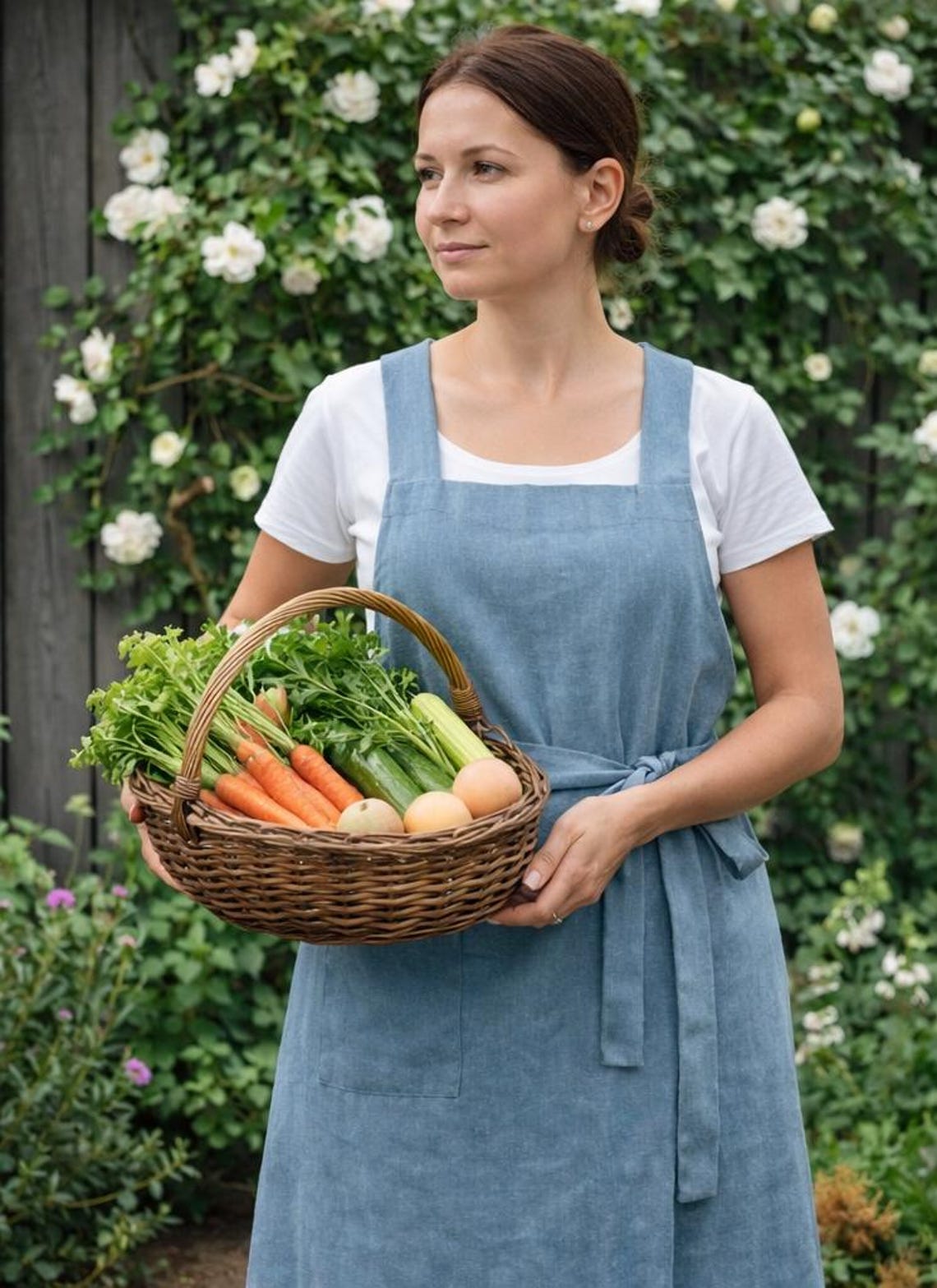 Handmade Dusty Blue Linen, Pinafore Apron Sewing Pattern PDF, Farmhouse ...