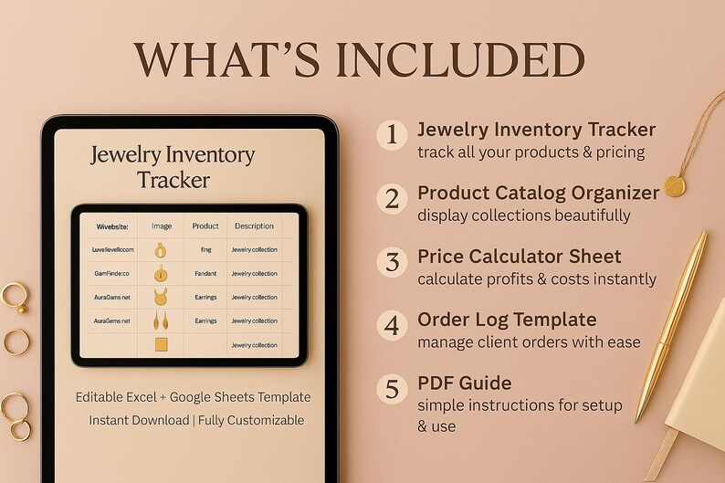 Jewelry Seller Income & Inventory Tracker for Excel + Google Sheets - Etsy