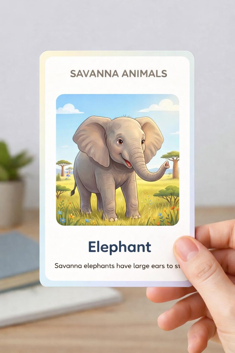Savanna Animal Flashcards | Printable Kids Learning Cards | Montessori ...