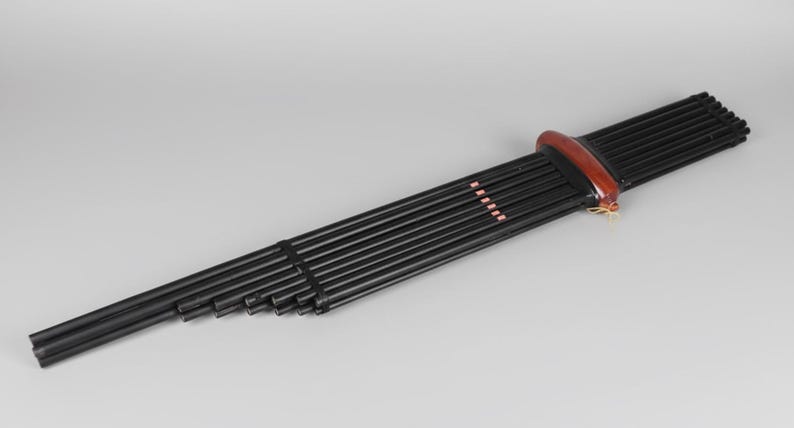 Matte Black Khaen Am | Handcrafted Bamboo Mouth Organ, Silver Reeds (A ...