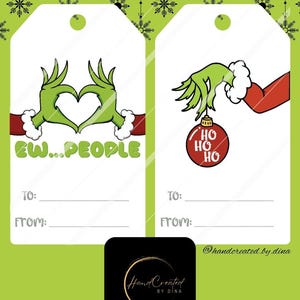 Grinch Holiday Gift Tags - Printable Set of 12 Christmas Labels - Etsy