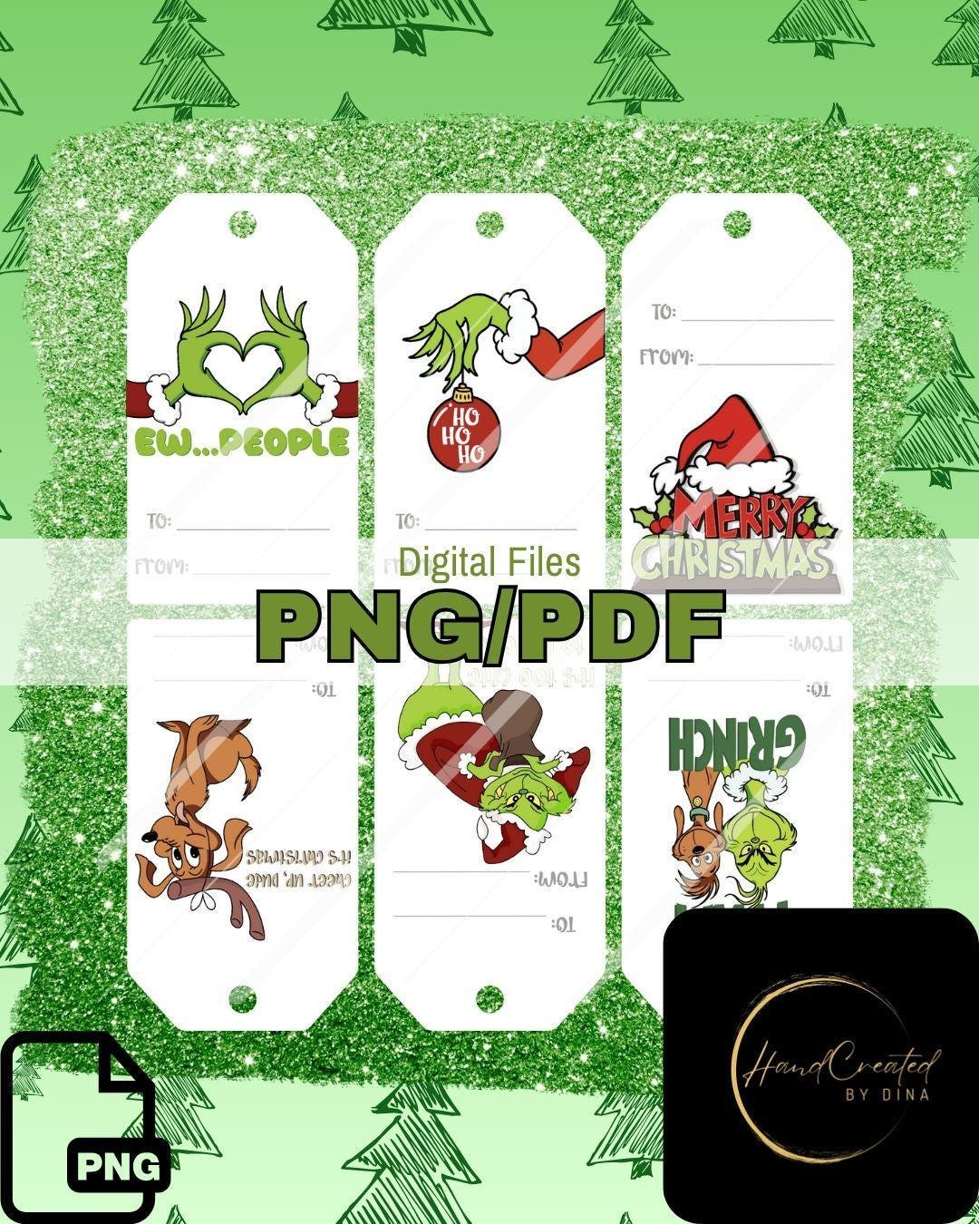 Grinch Holiday Gift Tags - Printable Set of 12 Christmas Labels - Etsy